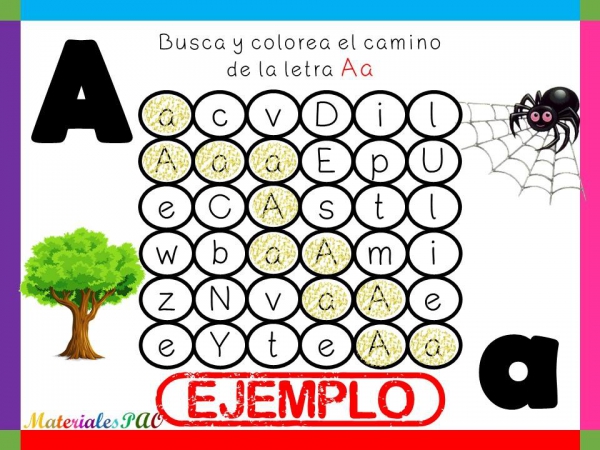 Busca y colorea el camino de las letras | Maestra de Inicial