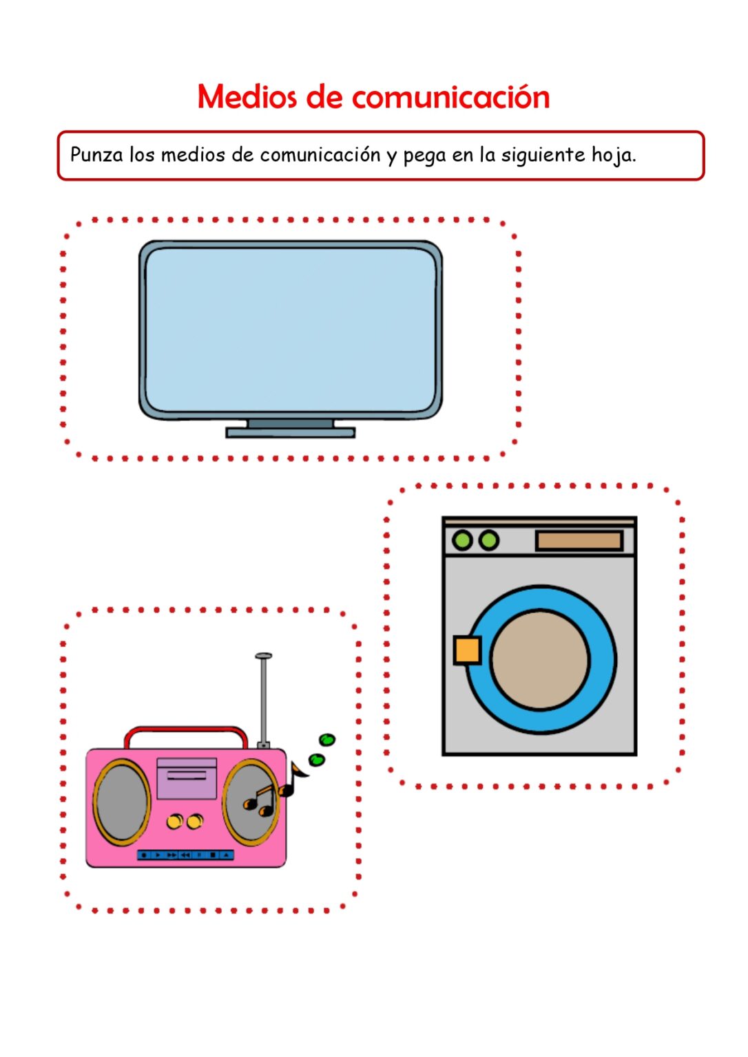 Hojas de Aplicación - Los medios de comunicación | Maestra de Inicial